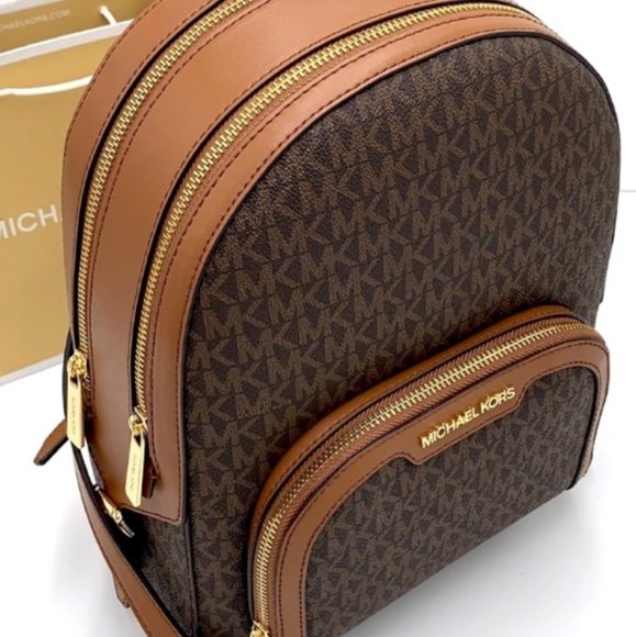 MICHAEL Michael Kors | Bags | Nwt Michael Kors Jaycee Brown Logo Backpack | Poshmark
